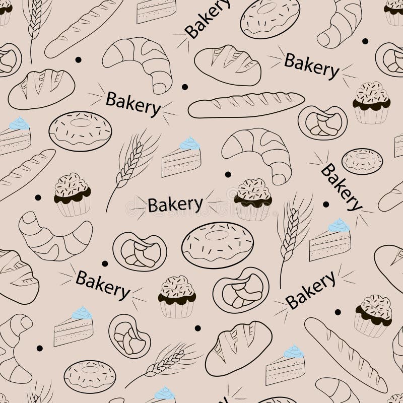 Seamless Pattern - Bakery Products and Bread. Vector Illustration Stock ...