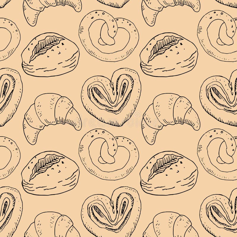 Seamless Pattern with Bakery Products. Stock Illustration ...