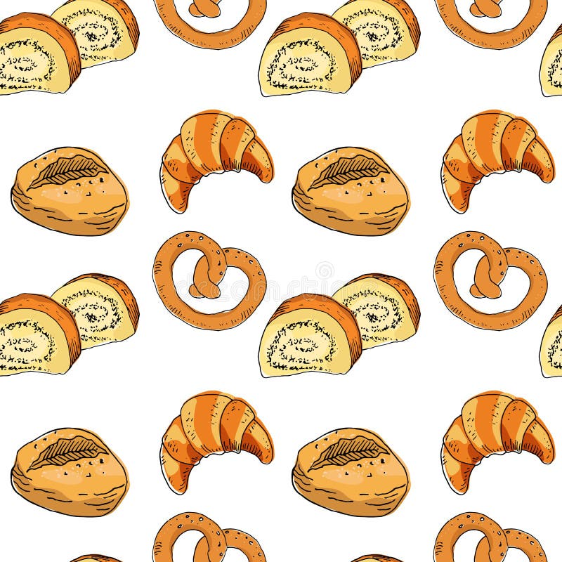 Seamless Pattern with Bakery Products. Stock Illustration ...