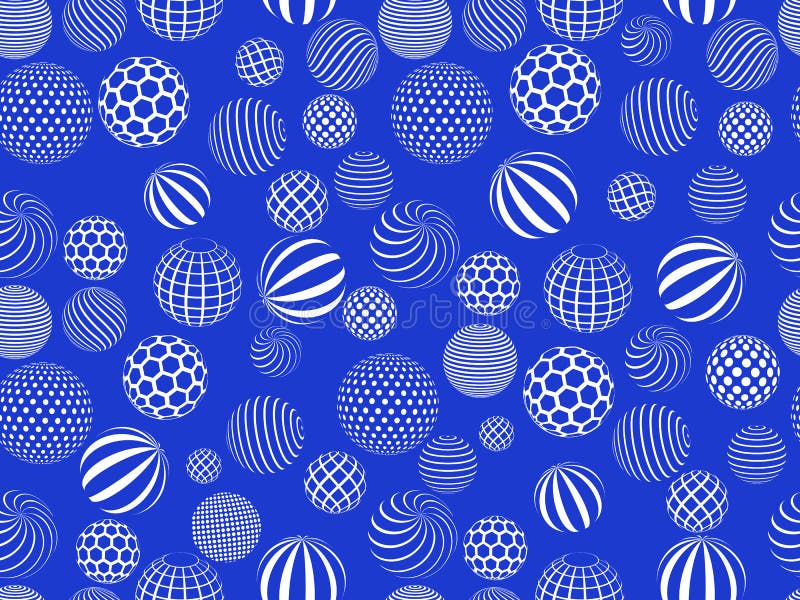 Seamless Pattern with Balls on Blue Backdrop Stock Illustration ...