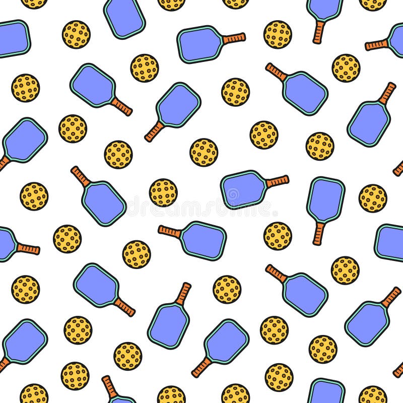 Seamless Pattern of Balls and Rackets for Pickleball Stock Vector ...