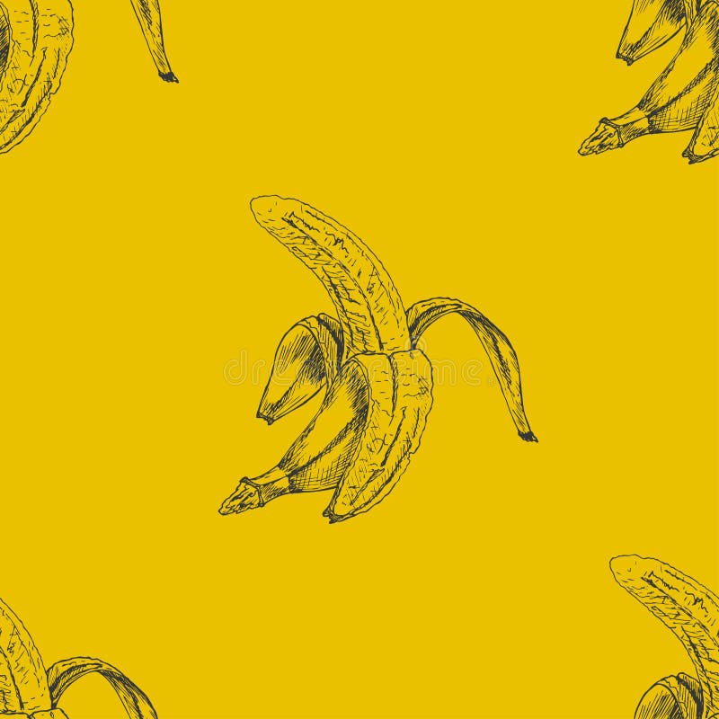 Seamless Pattern with Banana. Hand Drawn Illustration Stock ...