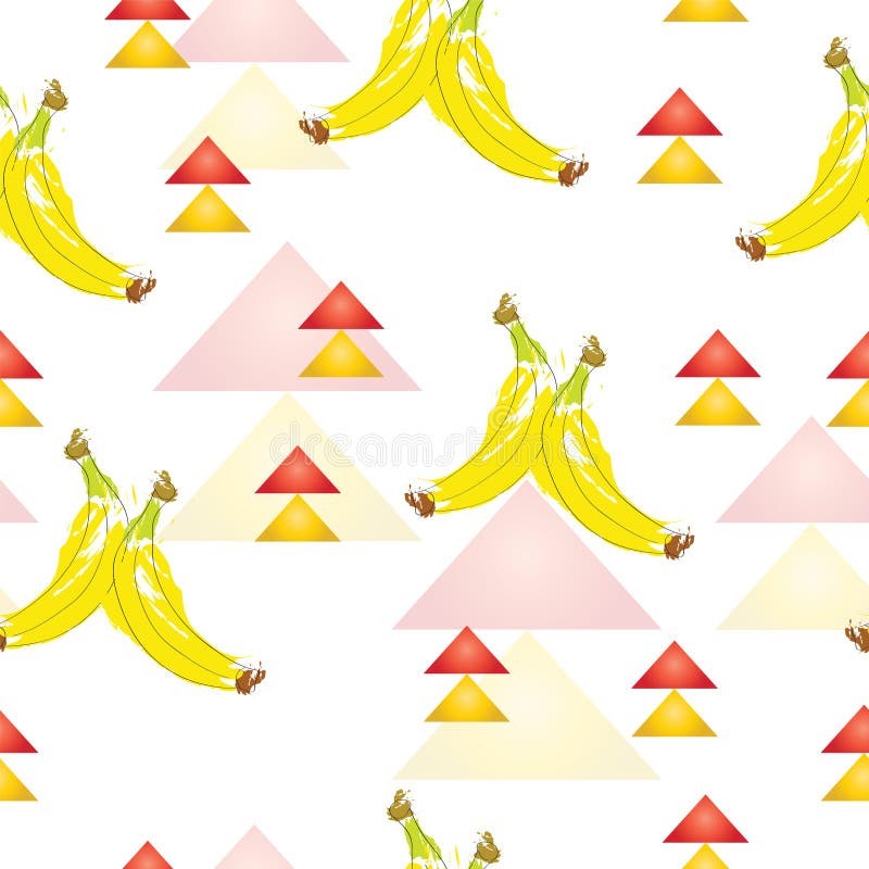 Seamless Pattern with Bananas and Abstract Triangles Vector Stock ...