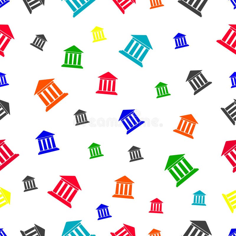 Seamless Pattern with Bank Building Stock Vector - Illustration of ...