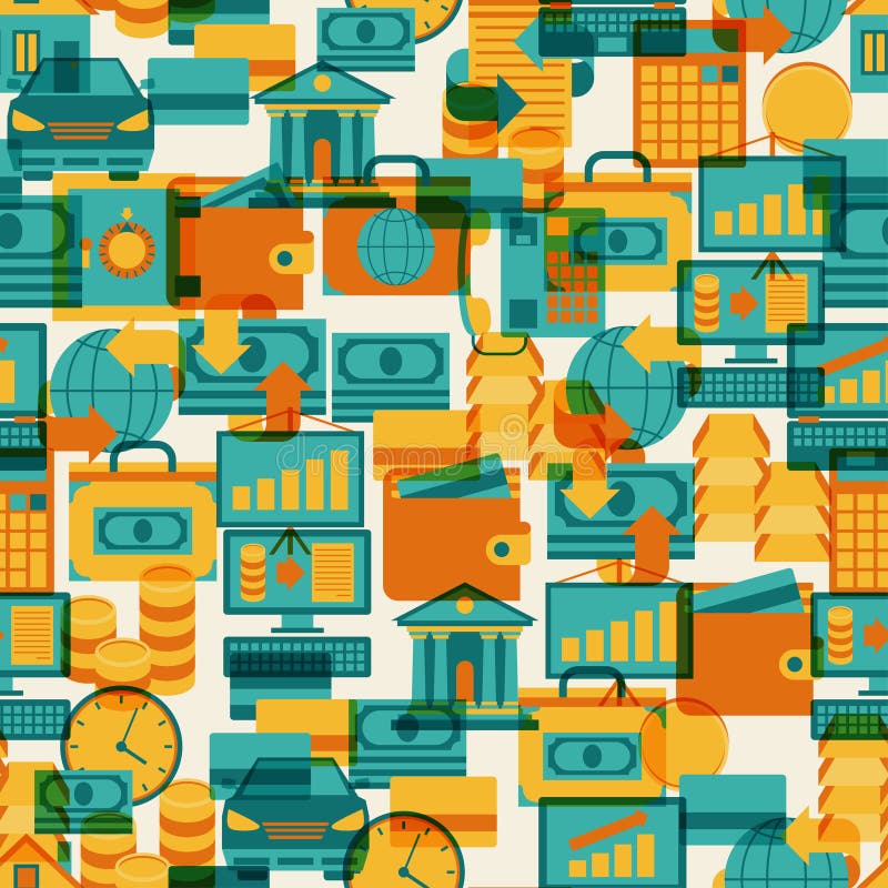 Seamless Pattern of Banking Icons Stock Vector - Illustration of print ...