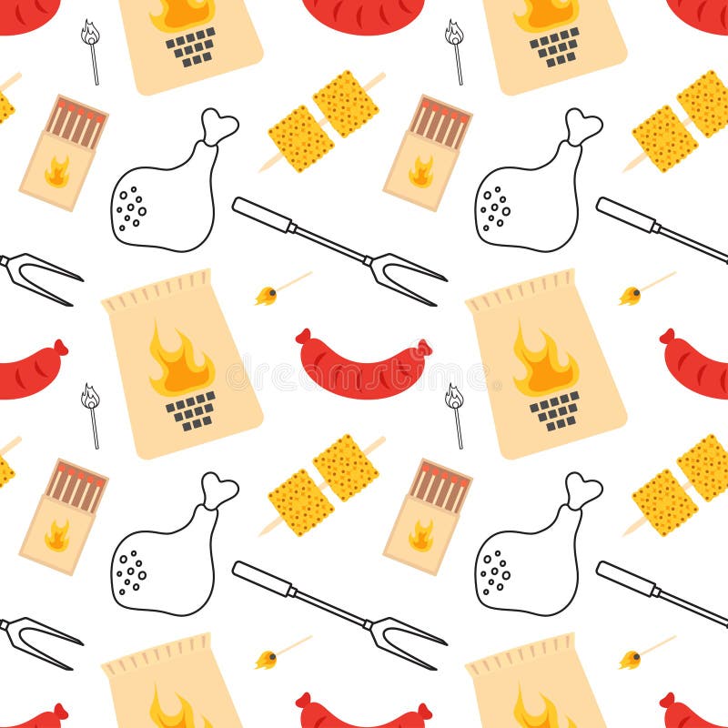 Seamless Pattern of Barbecue Food, Vector Illustration Stock Vector ...
