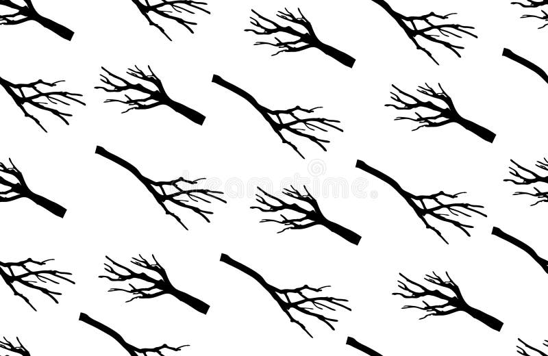Bare Branches of Rowan Tree Silhouette. Vector Illustration Stock ...