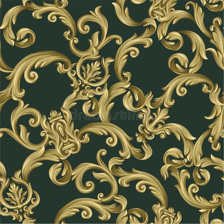 Seamless Pattern with Baroque Elements. Vector. Stock Vector - Illustration of ornamental ...