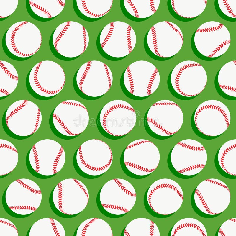 Seamless Pattern of Baseball Balls in Flat Style Stock Illustration ...