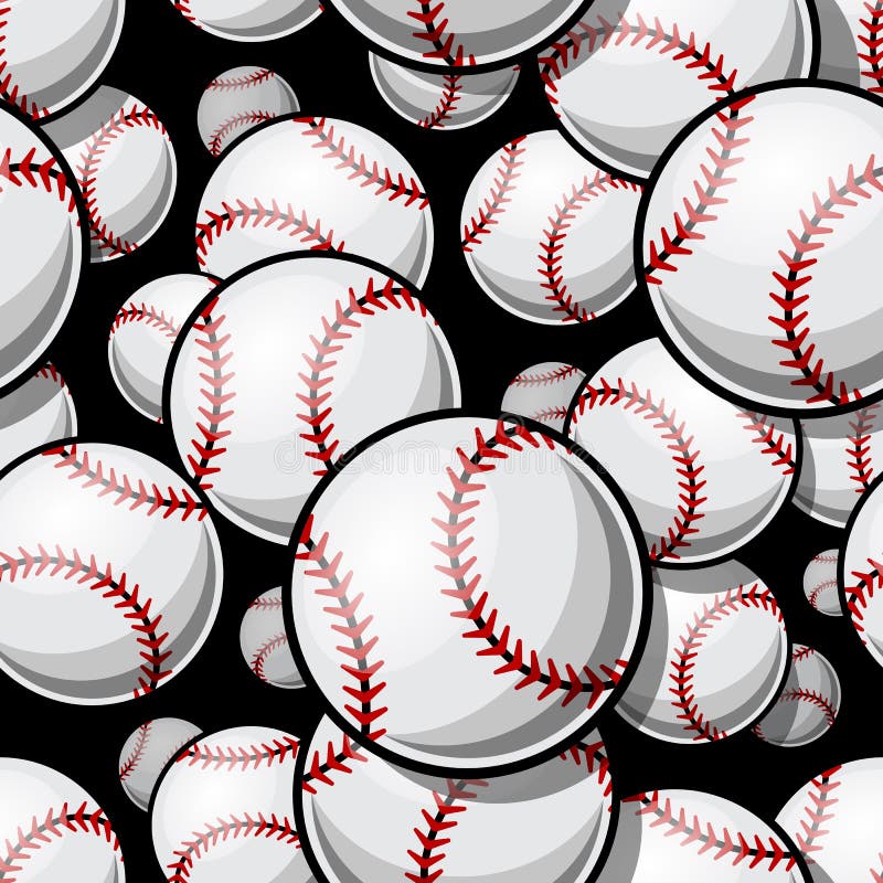 Seamless Pattern with Baseball Softball Ball Graphics. Stock Vector ...