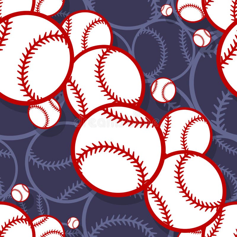 Seamless Pattern with Baseball Softball Ball Graphics. Stock Vector ...