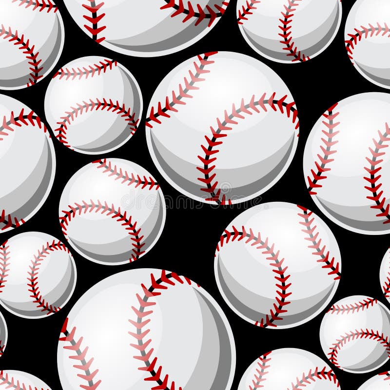 Seamless Pattern with Baseball Softball Ball Graphics. Stock Vector ...