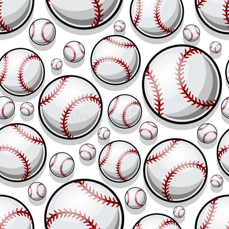 Seamless Pattern with Baseball Softball Ball Graphics. Stock ...