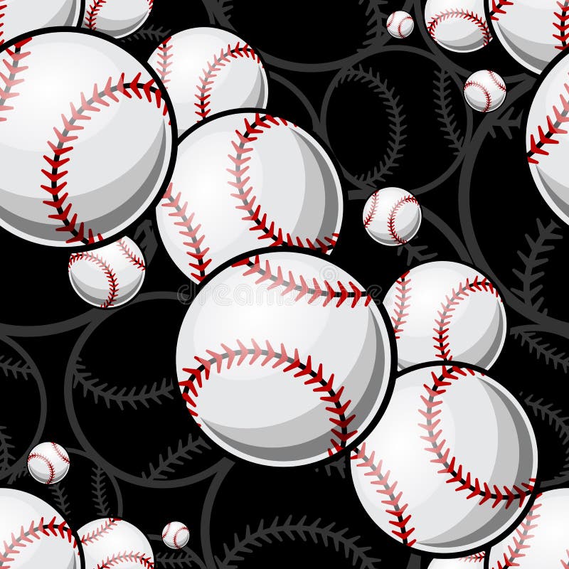 Seamless Pattern with Baseball Softball Ball Graphics. Stock Vector ...