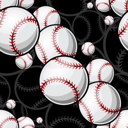 Seamless Pattern with Baseball Softball Ball Graphics. Stock Vector ...