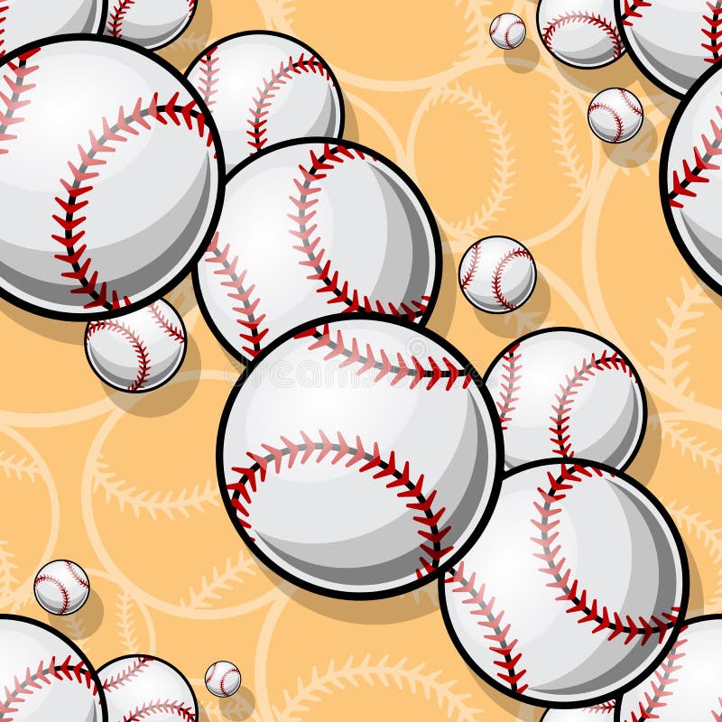 Seamless Pattern with Baseball Softball Ball Graphics. Stock Vector ...