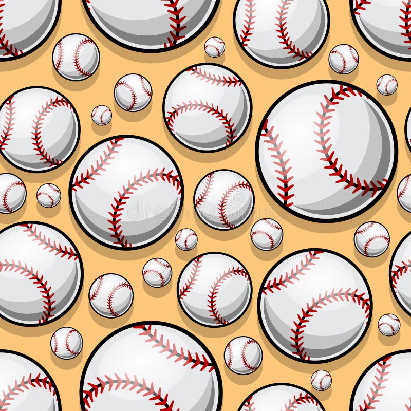 Seamless Pattern with Baseball Softball Ball Graphics. Stock ...