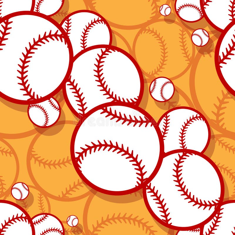 Seamless Pattern with Baseball Softball Ball Graphics. Stock Vector ...