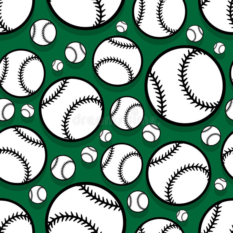 Seamless Pattern with Baseball Softball Ball Graphics. Stock Vector ...