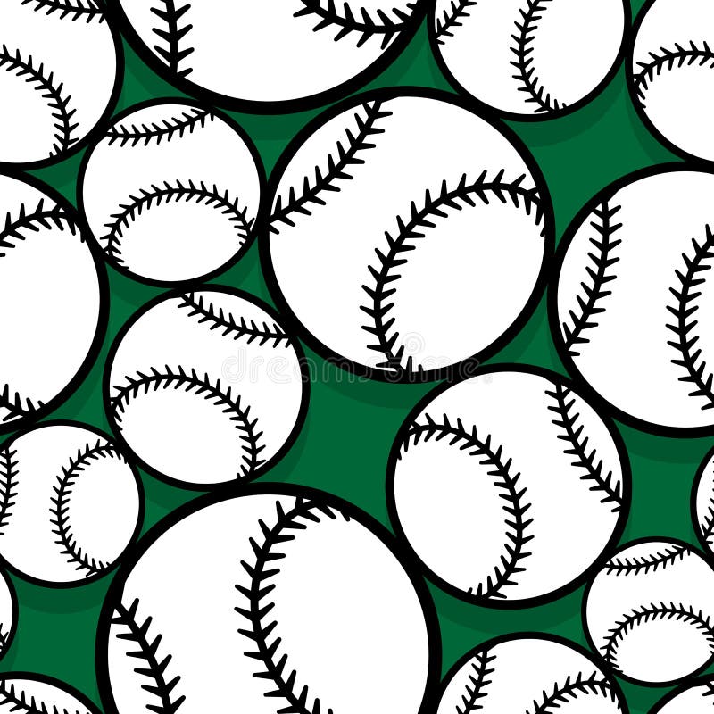 Seamless Pattern with Baseball Softball Ball Graphics. Stock Vector ...
