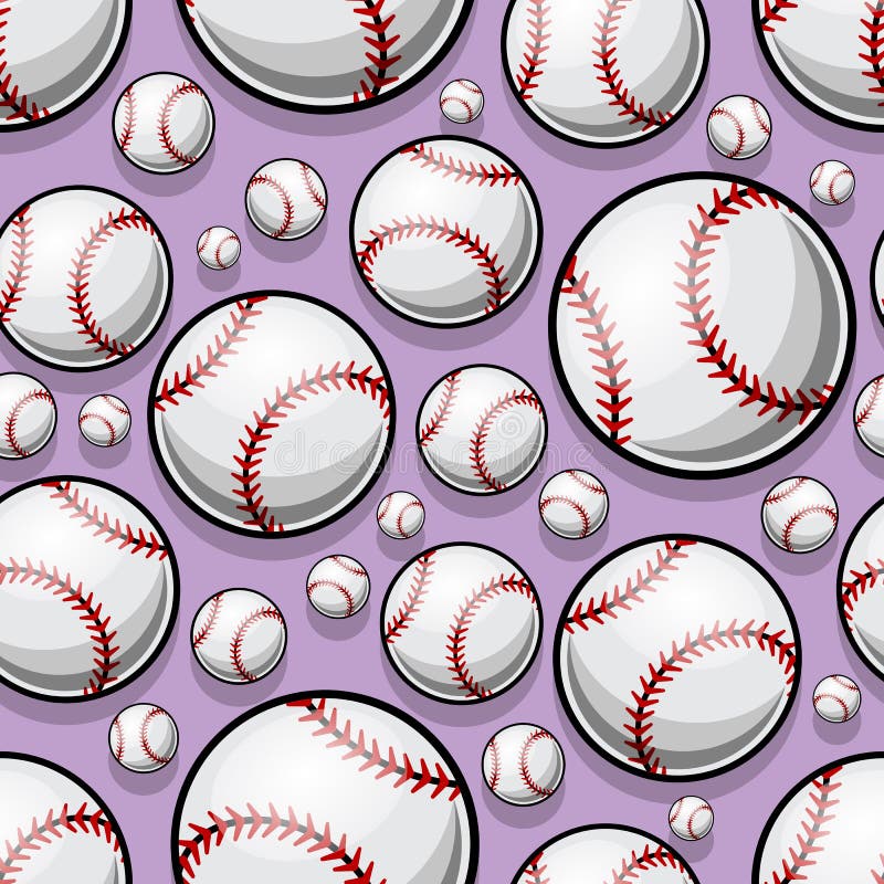Seamless Pattern with Baseball Softball Ball Graphics. Stock Vector ...
