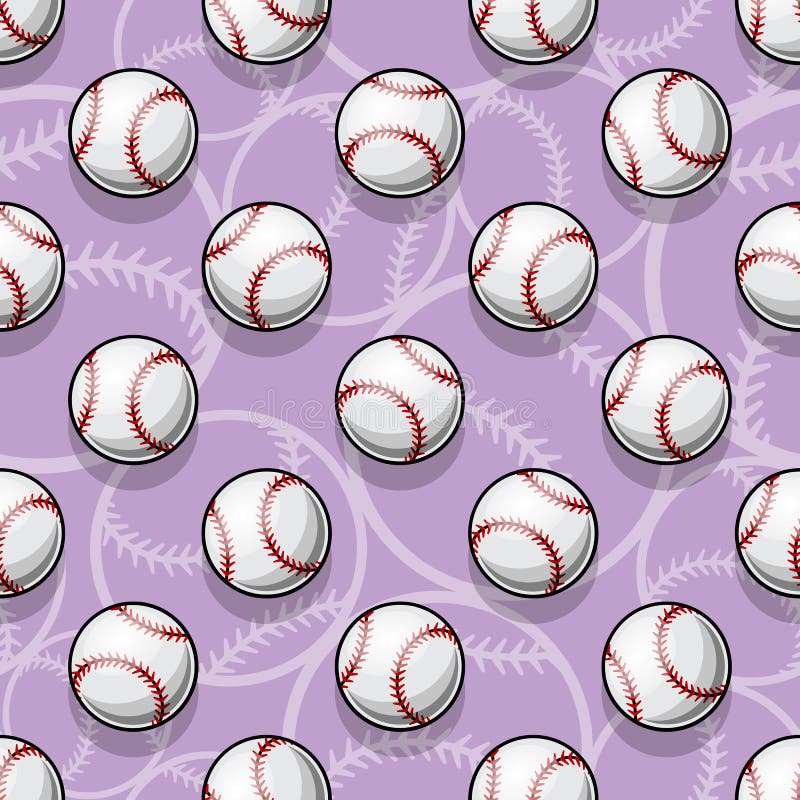 Seamless Pattern with Baseball Softball Ball Graphics. Stock Vector ...