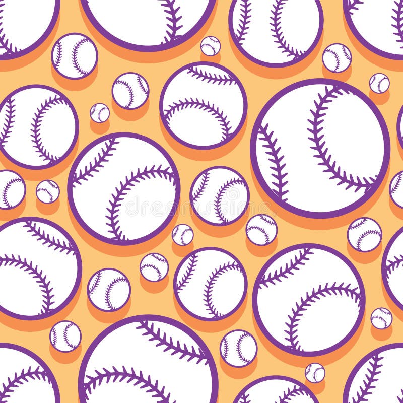 Seamless Pattern with Baseball Softball Ball Graphics. Stock Vector ...