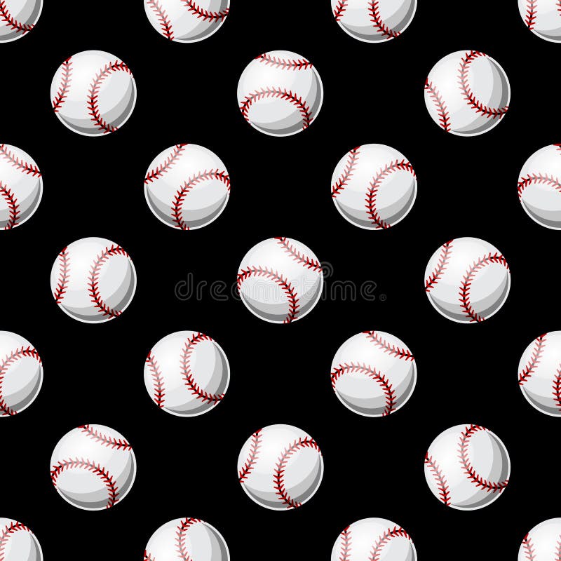 Seamless Pattern with Baseball Softball Ball Graphics. Stock Vector ...
