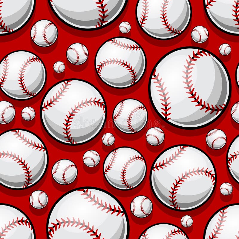 Seamless Pattern with Baseball Softball Ball Graphics. Stock Vector ...