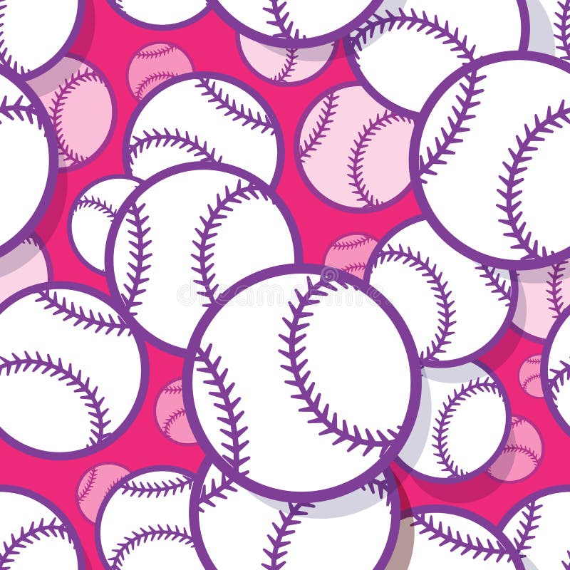 Seamless Pattern with Baseball Softball Ball Graphics. Stock Vector ...