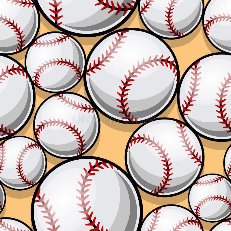 Seamless Pattern with Baseball Softball Ball Graphics. Stock Vector ...