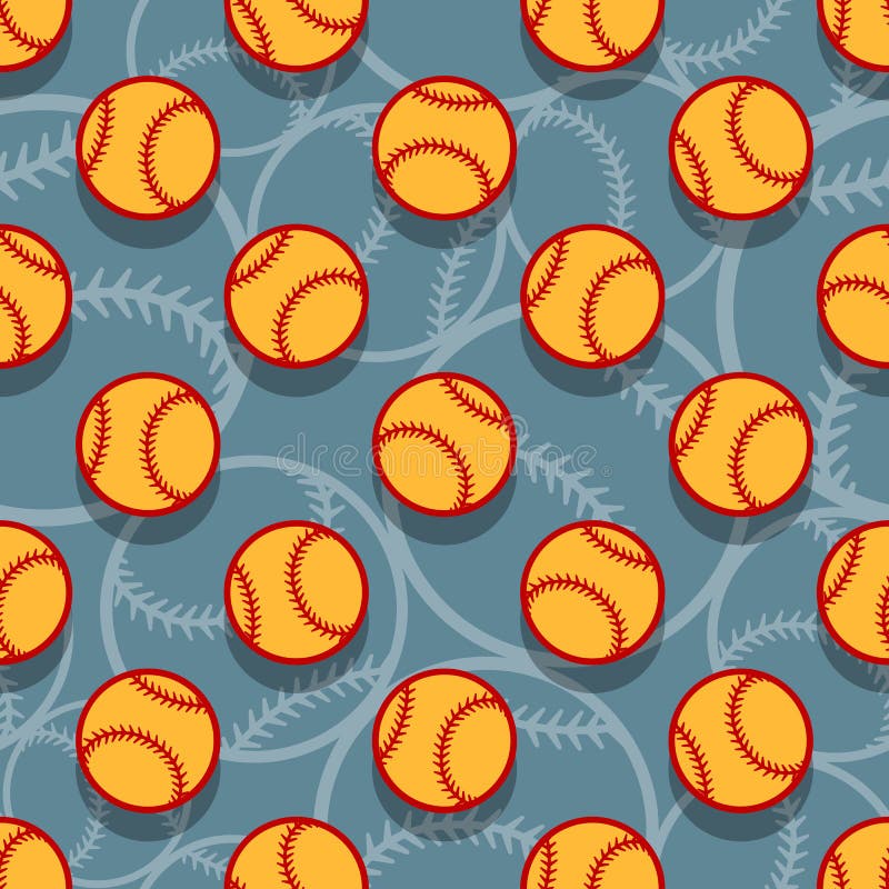 Seamless Pattern with Baseball Softball Ball Graphics. Stock Vector ...