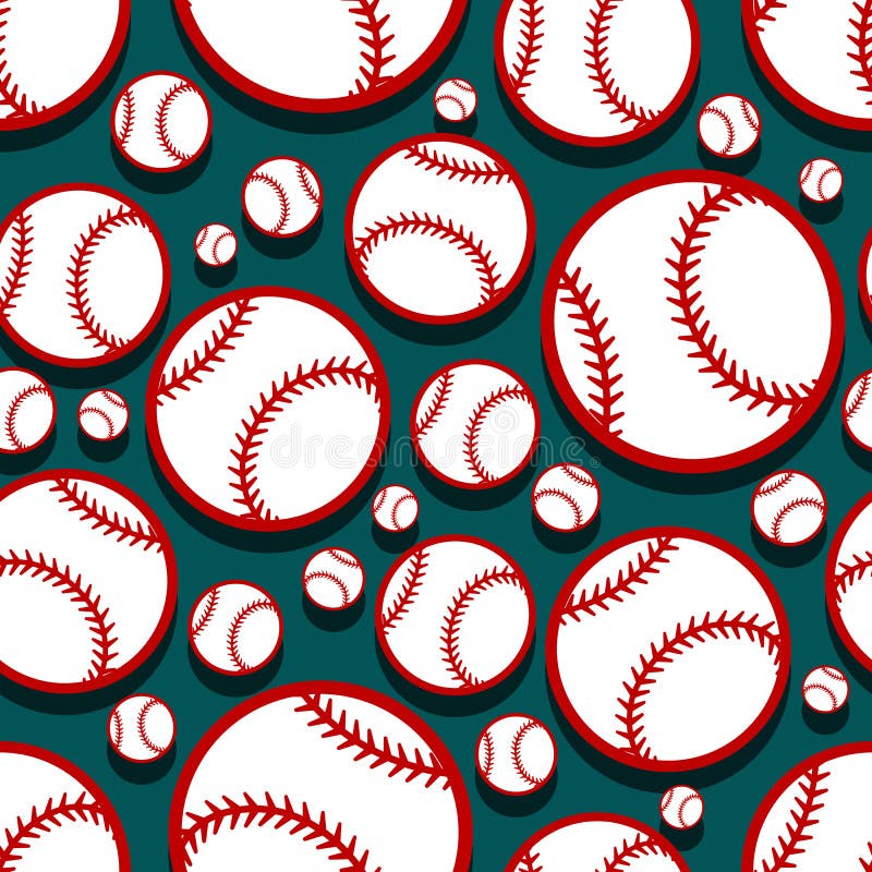 Seamless Pattern with Baseball Softball Ball Graphics. Stock Vector ...