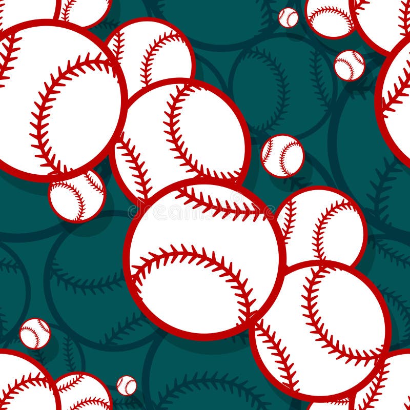 Seamless Pattern with Baseball Softball Ball Graphics. Stock Vector ...