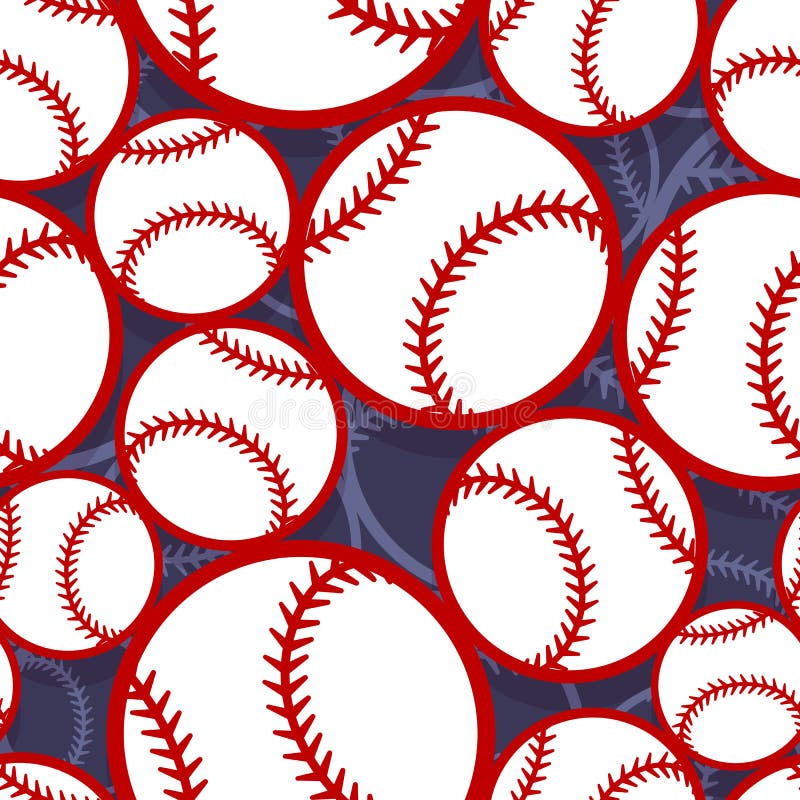 Seamless Pattern With Baseball Softball Ball Graphics. Stock Vector ...