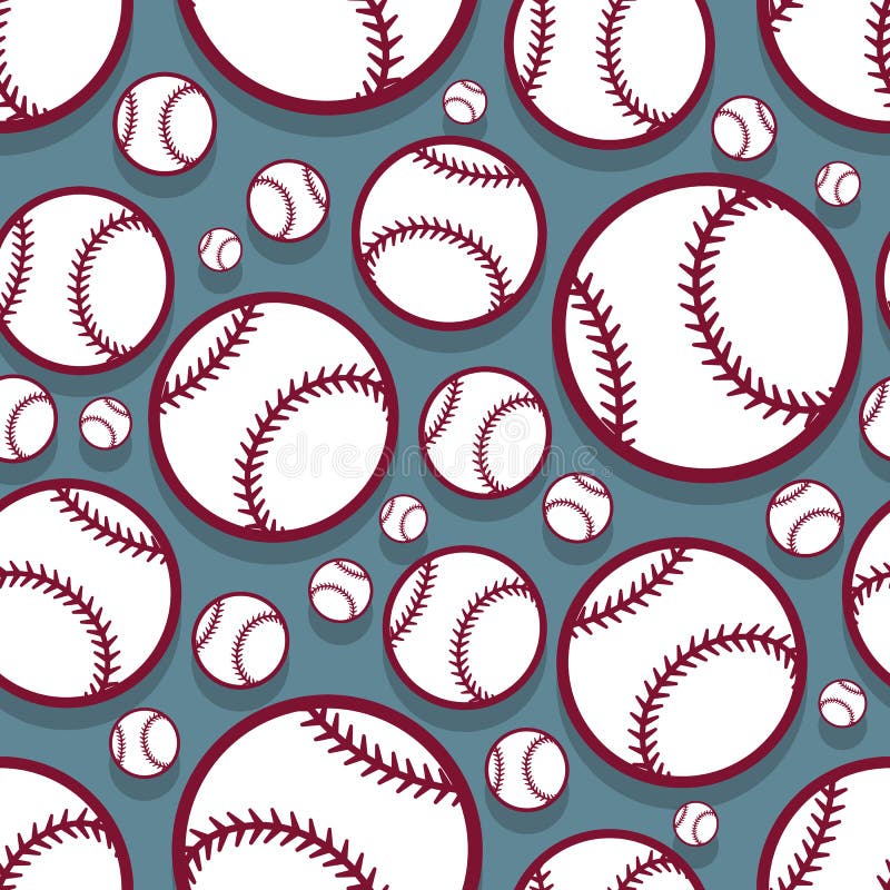 Seamless Pattern with Baseball Softball Ball Graphics. Stock Vector ...