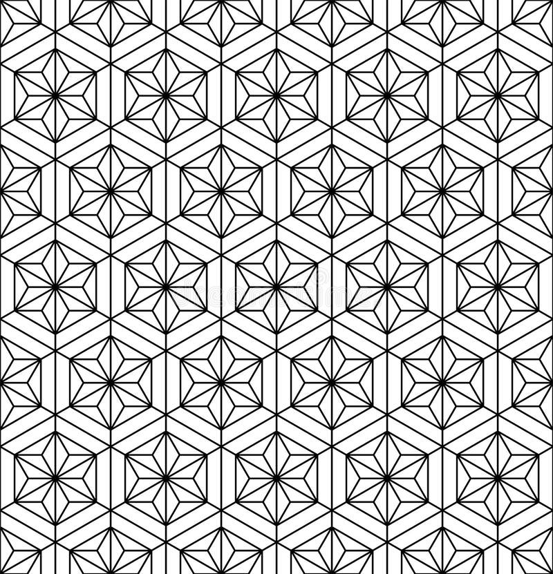 Seamless Pattern Based on Japanese Geometric Ornament .Black and White ...