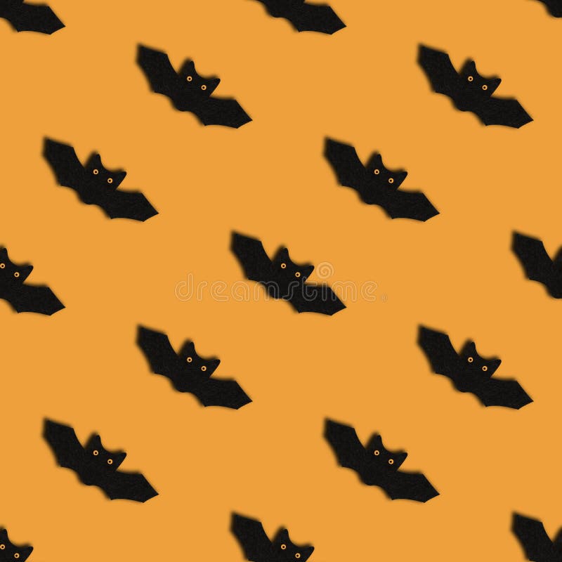 Seamless Pattern with Bats on Orange Background. Halloween Abstract ...