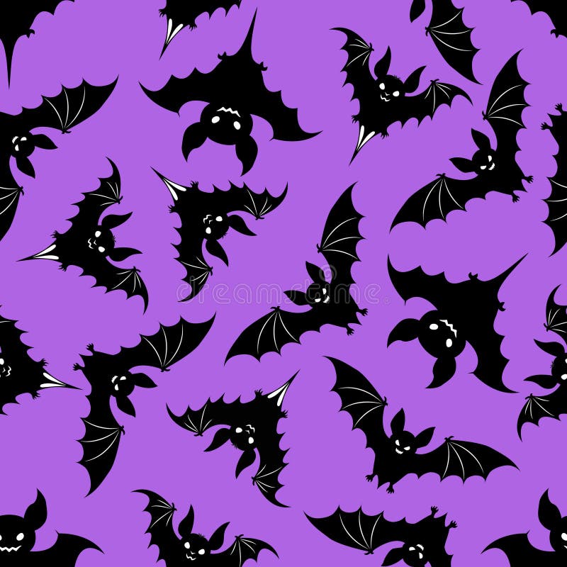 Seamless Pattern with Bats on a Purple Background. Halloween Pattern ...