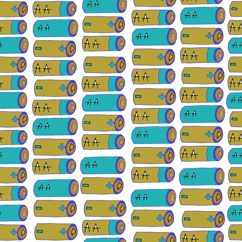 Seamless Pattern of Batteries - Vector Stock Vector - Illustration of ...