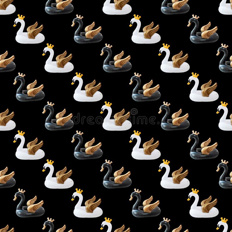 Seamless Pattern Beach Inflatable Swan Stock Image - Image of swim ...