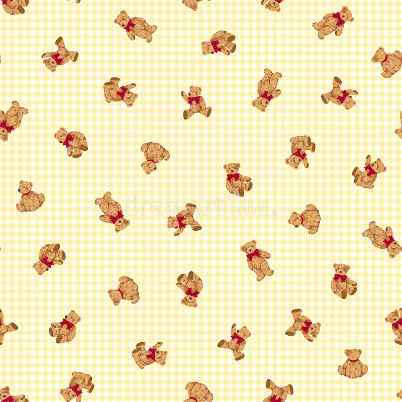 Seamless Pattern of Bear Illustration with Cute Ribbon,, Stock Vector ...