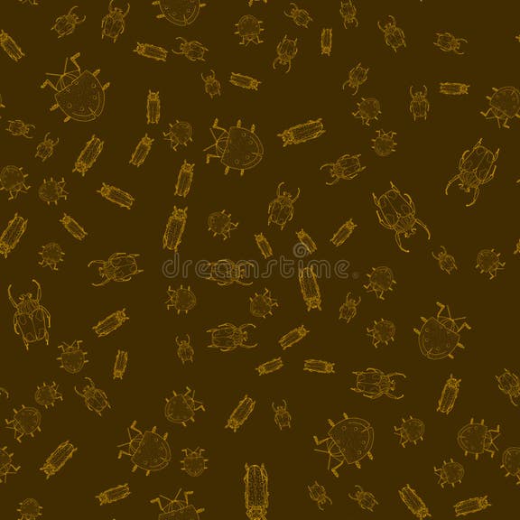 Seamless Pattern with Beatles on the Dark Background Stock Illustration ...