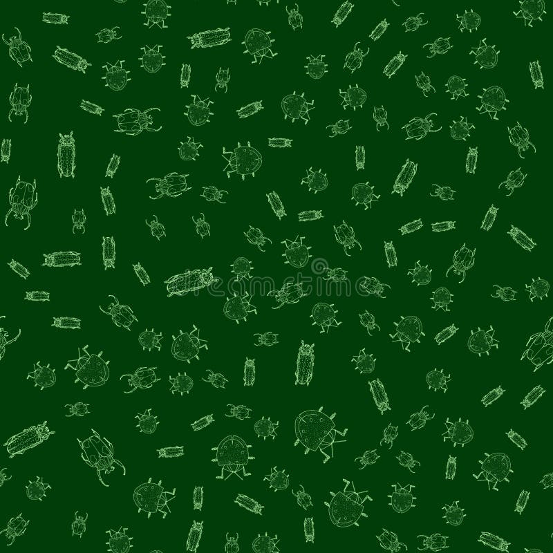 Seamless Pattern with Beatles on the Dark Background Stock Illustration ...