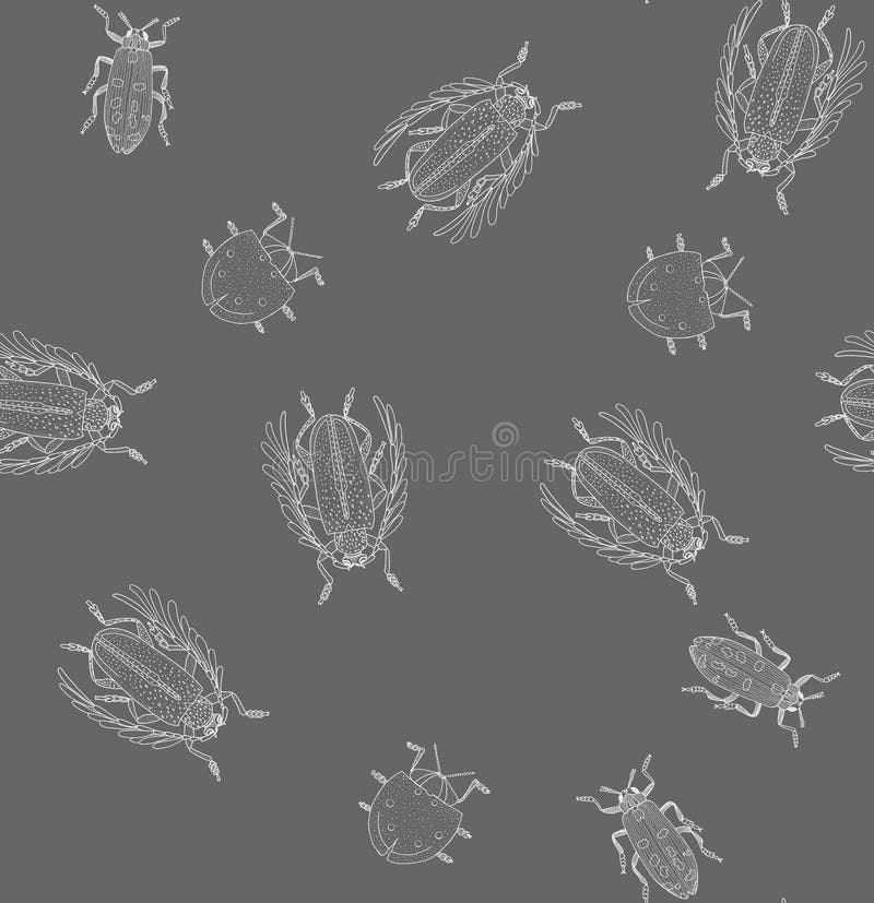 Seamless Pattern with Beatles on the Dark Background Stock Illustration ...