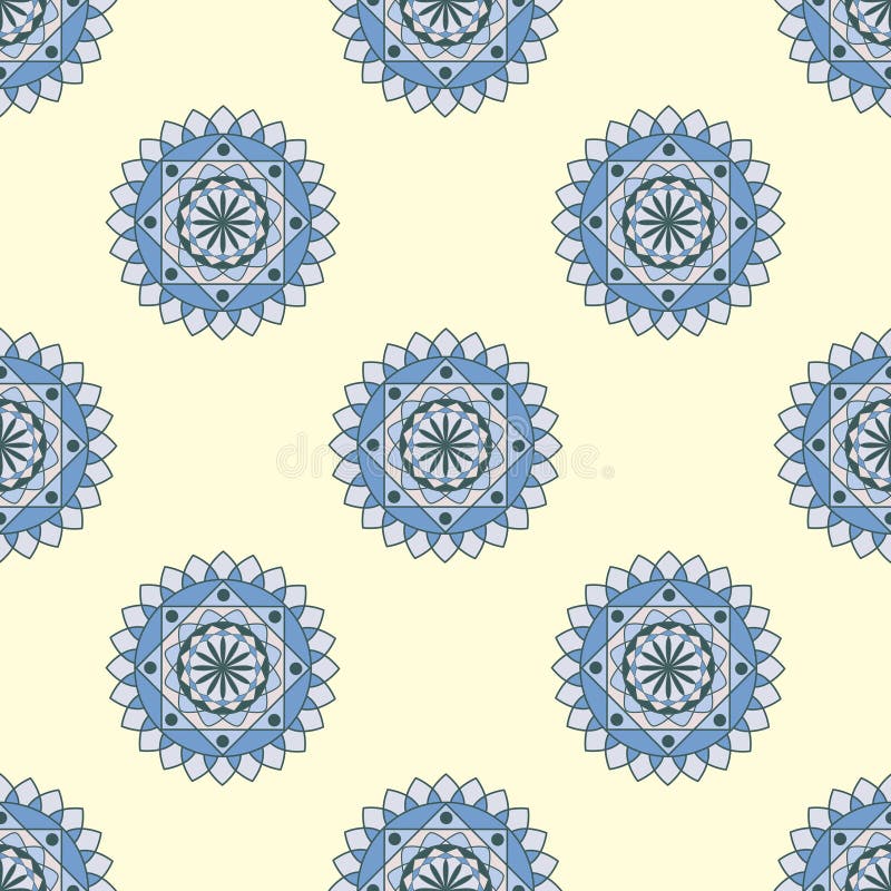Seamless Pattern, Beautiful Blue Mandala Stock Vector - Illustration of ...