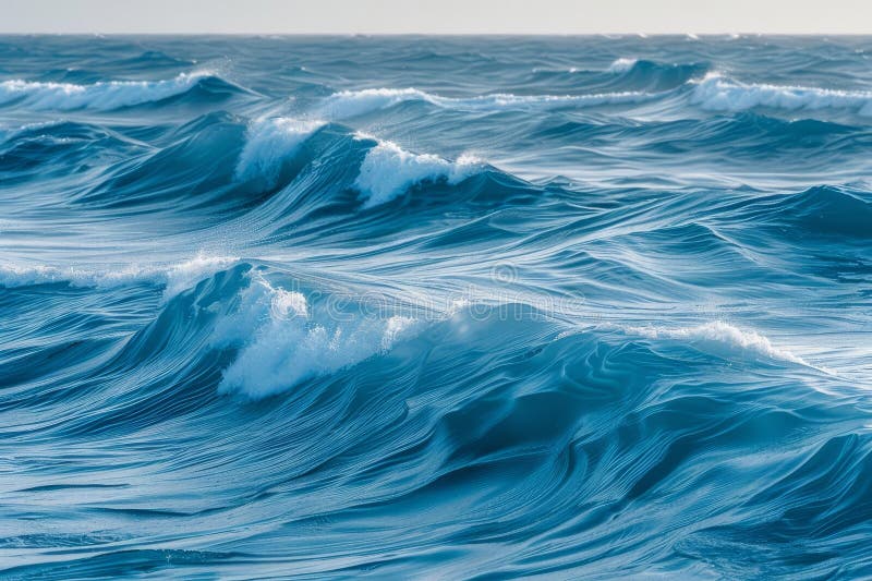 Seamless Pattern of Beautiful Blue Ocean Waves Stock Illustration ...