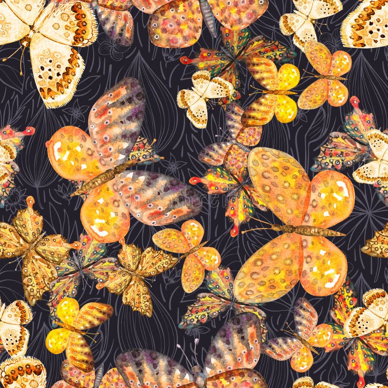 Seamless Pattern of Beautiful Butterflies Illustration Stock ...
