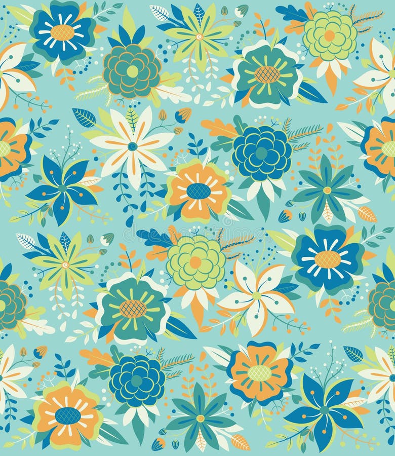Seamless Pattern with Beautiful Flowers. Stock Illustration ...