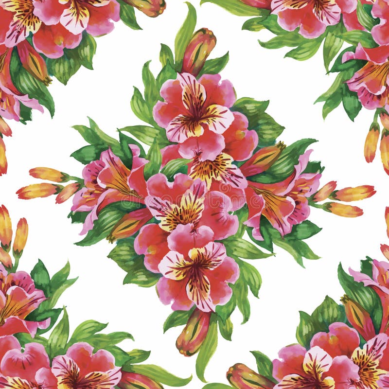 Funky Floral Seamless Repeat Pattern Stock Vector - Illustration of ...